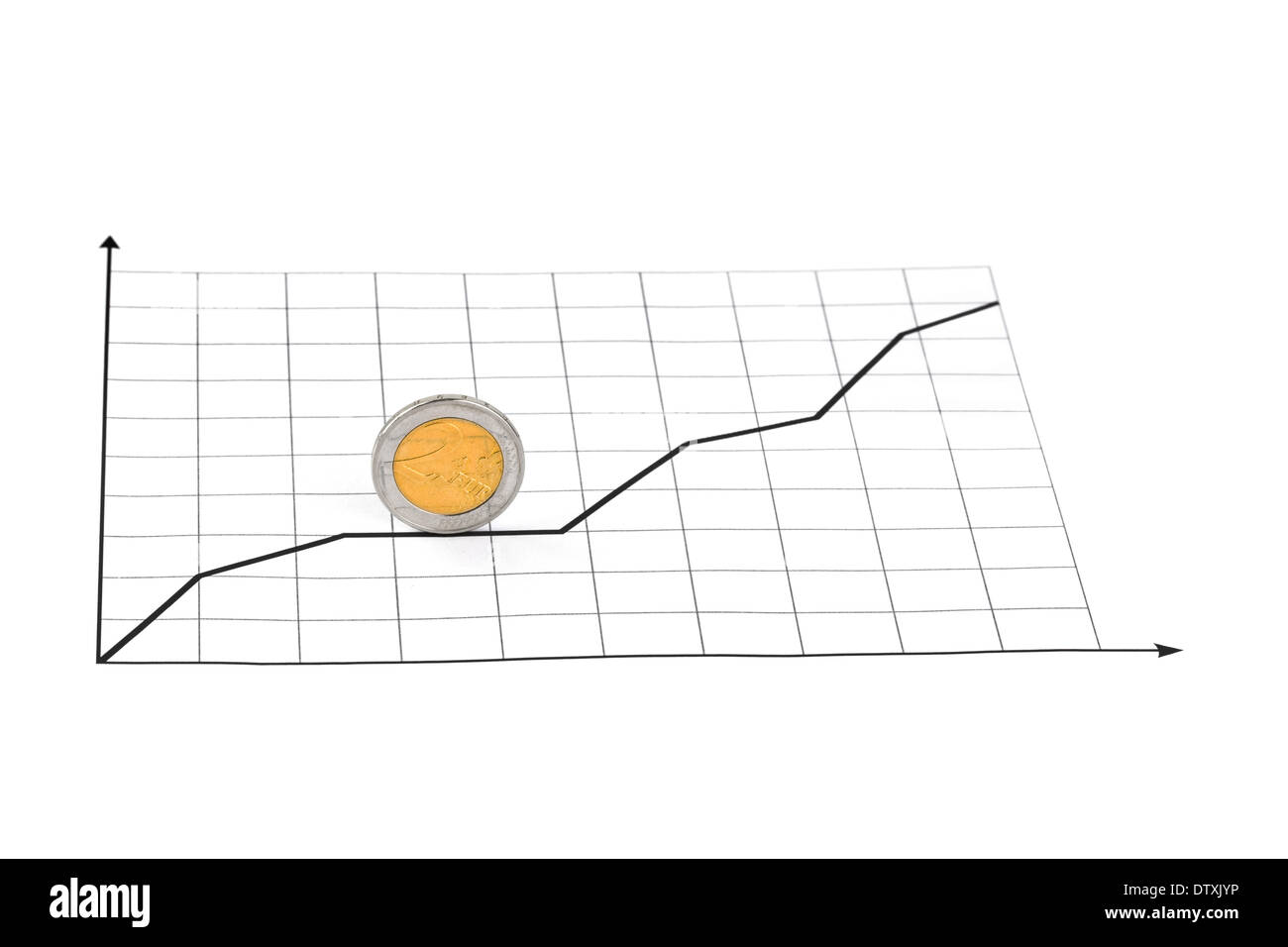 Rolling coin and diagram Stock Photo - Alamy