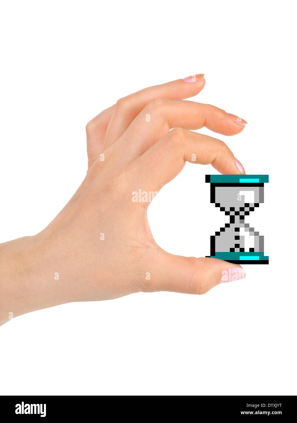 Computer cursor clock in hand Stock Photo - Alamy