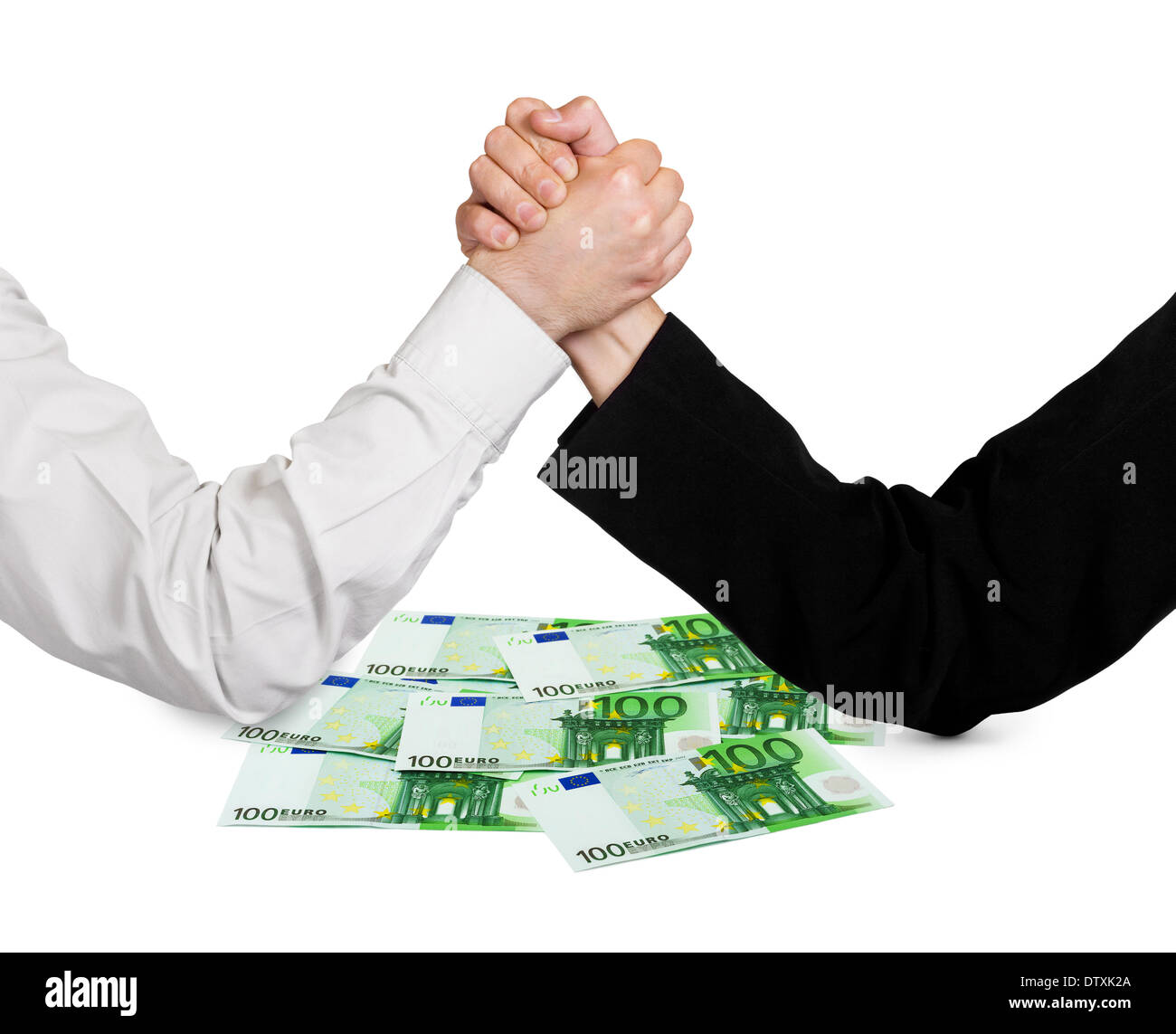Two wrestling hands and money Stock Photo - Alamy