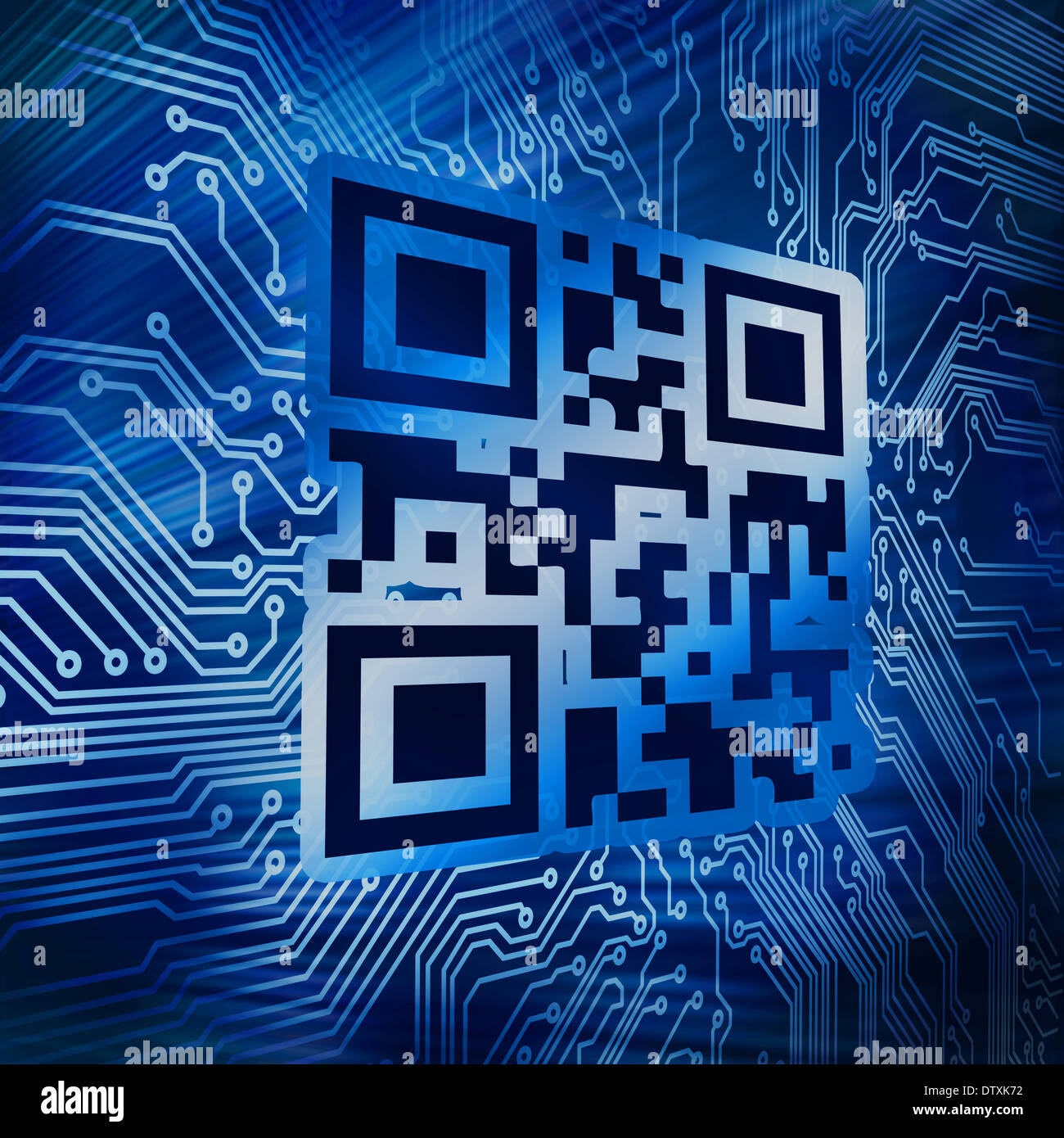 Qr code standing in front of circuit board Stock Photo - Alamy