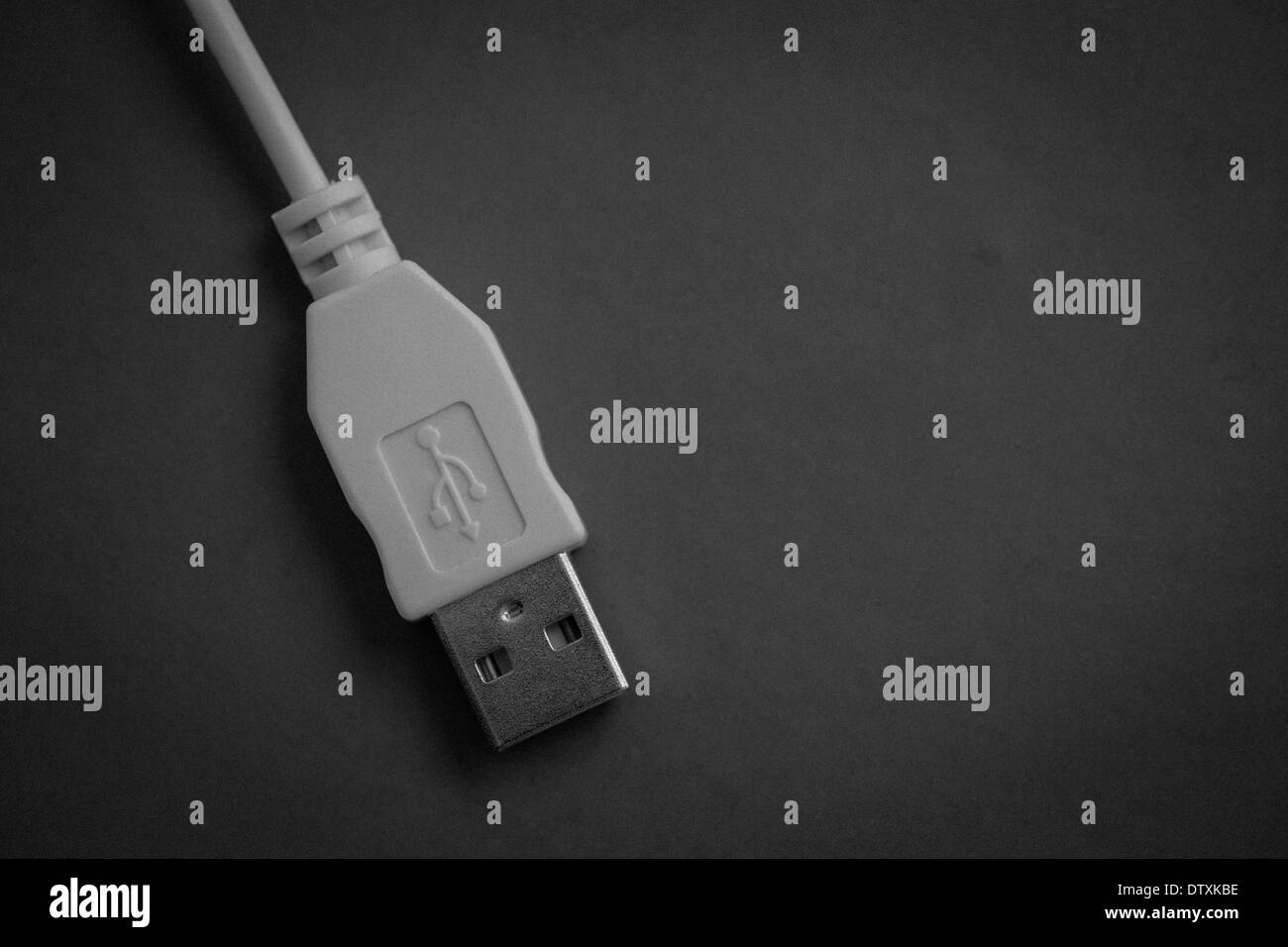 USB cable in black and white Stock Photo - Alamy