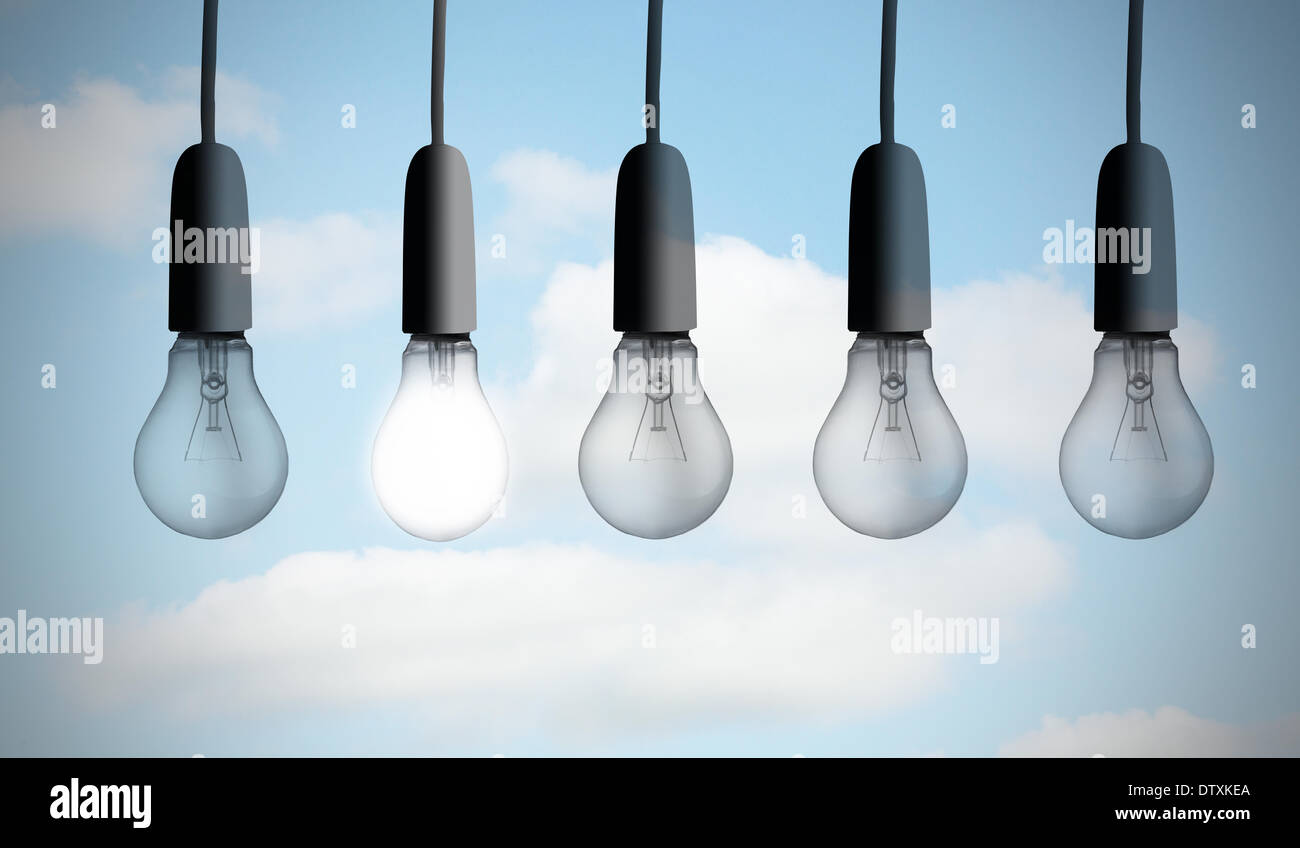 Row of light bulbs in sky hi-res stock photography and images - Alamy