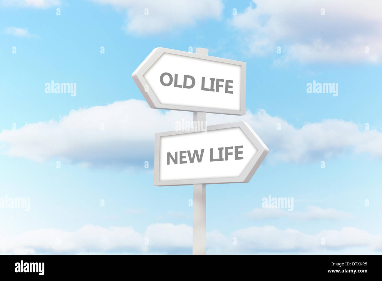 Old life and new life road sign Stock Photo - Alamy
