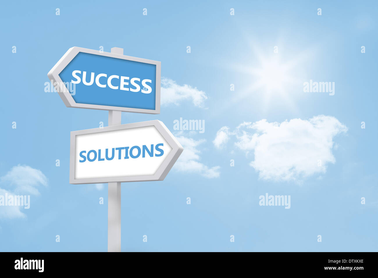 Success and solutions road sign Stock Photo - Alamy