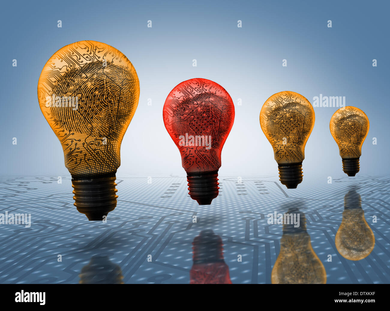 Orange and red light bulbs in row Stock Photo - Alamy