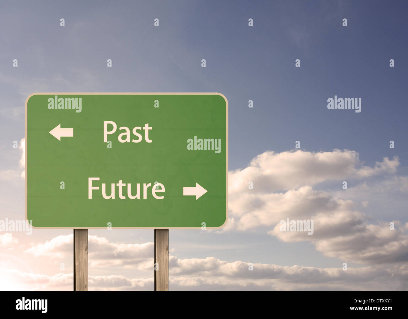 Past and future road sign Stock Photo - Alamy