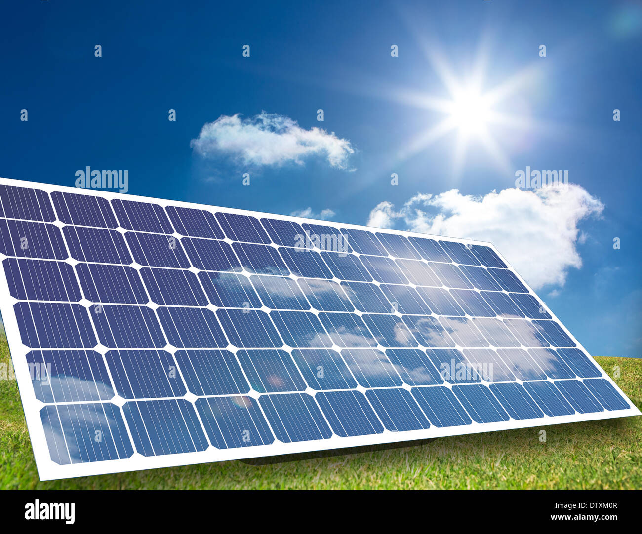 Solar panel reflecting light Stock Photo - Alamy