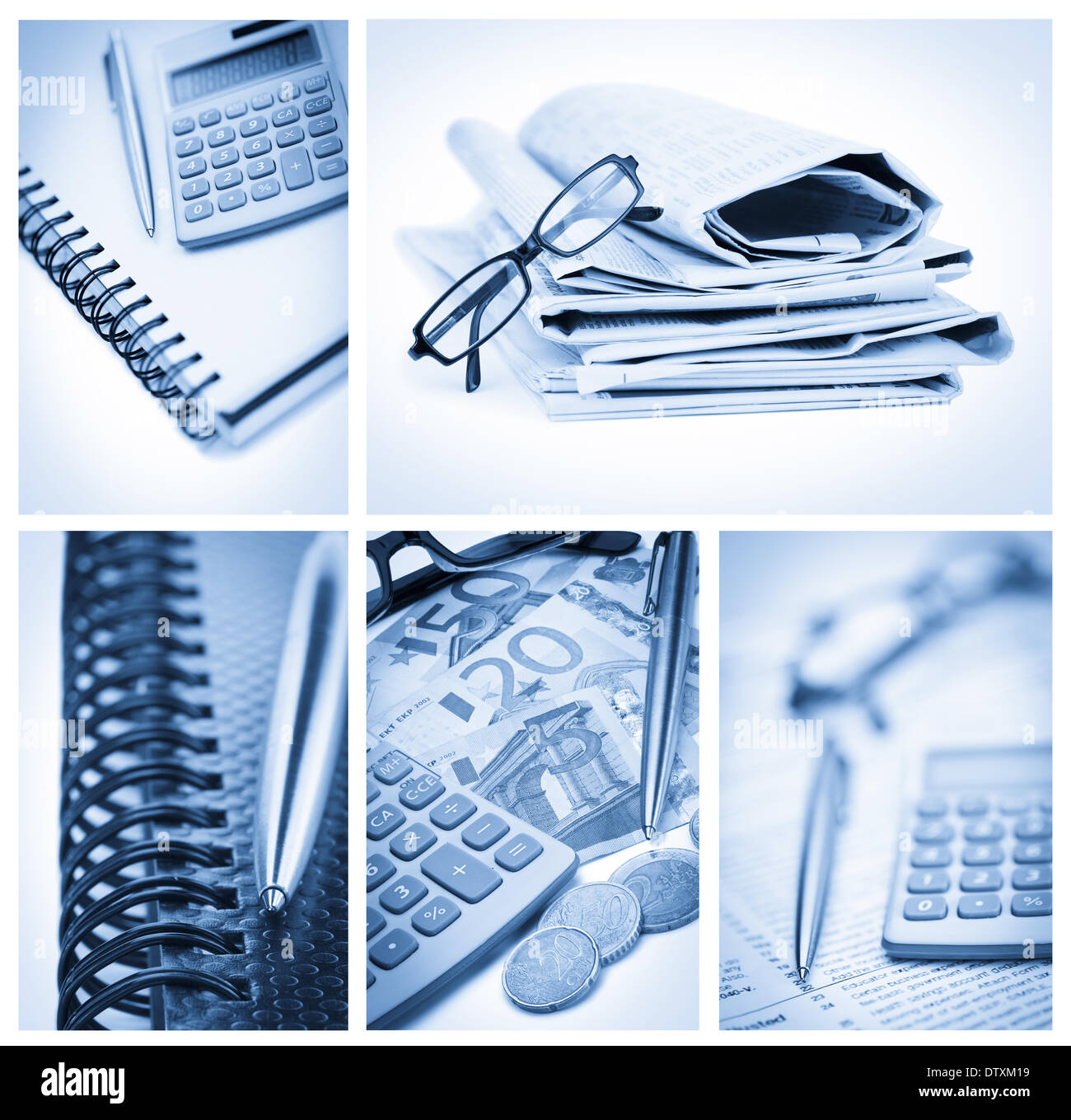 Collage of business stuff Stock Photo - Alamy
