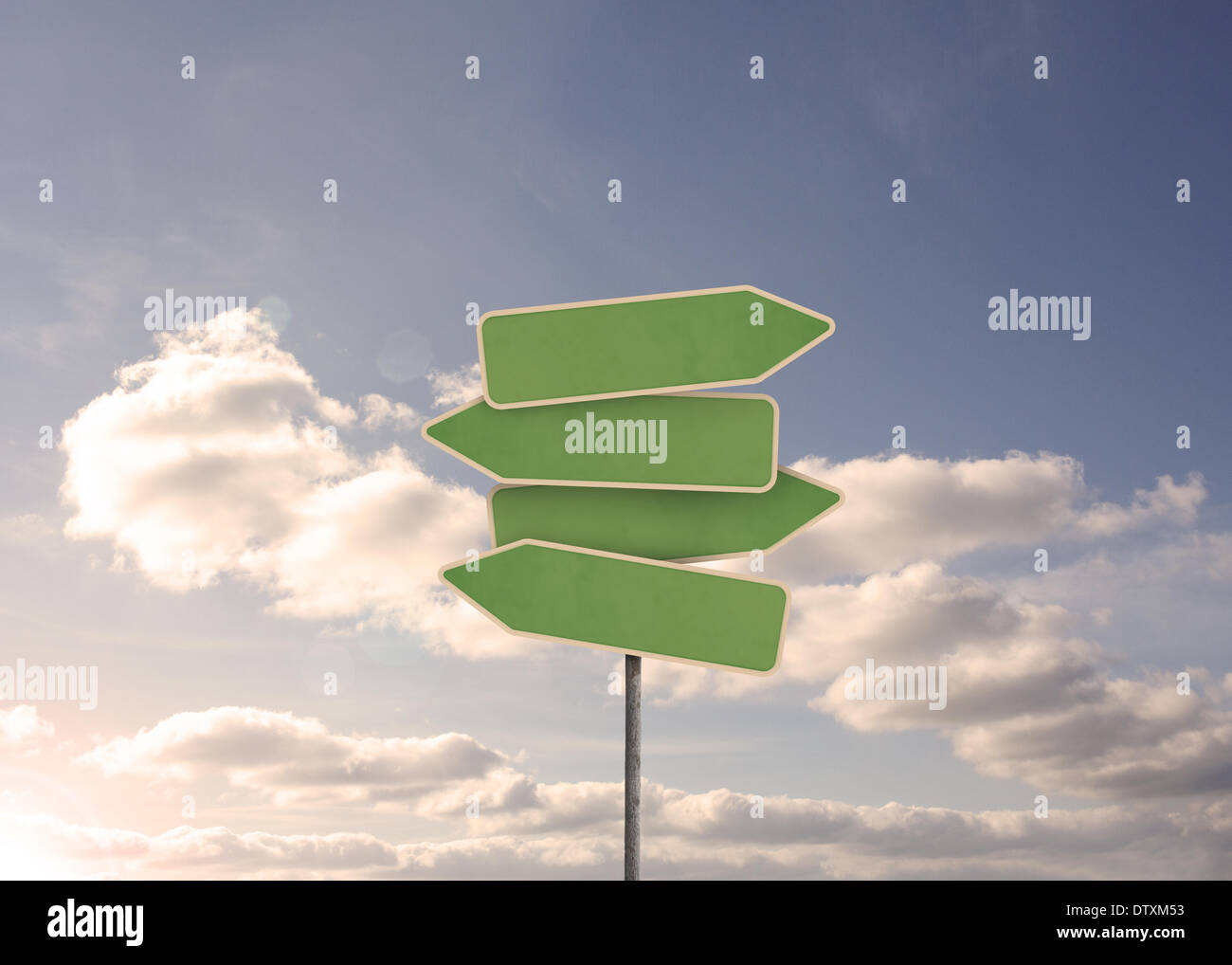 Empty green road sign Stock Photo - Alamy