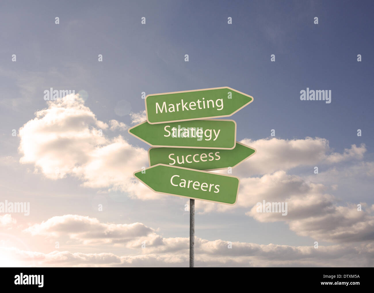 Marketing and strategy road sign Stock Photo - Alamy