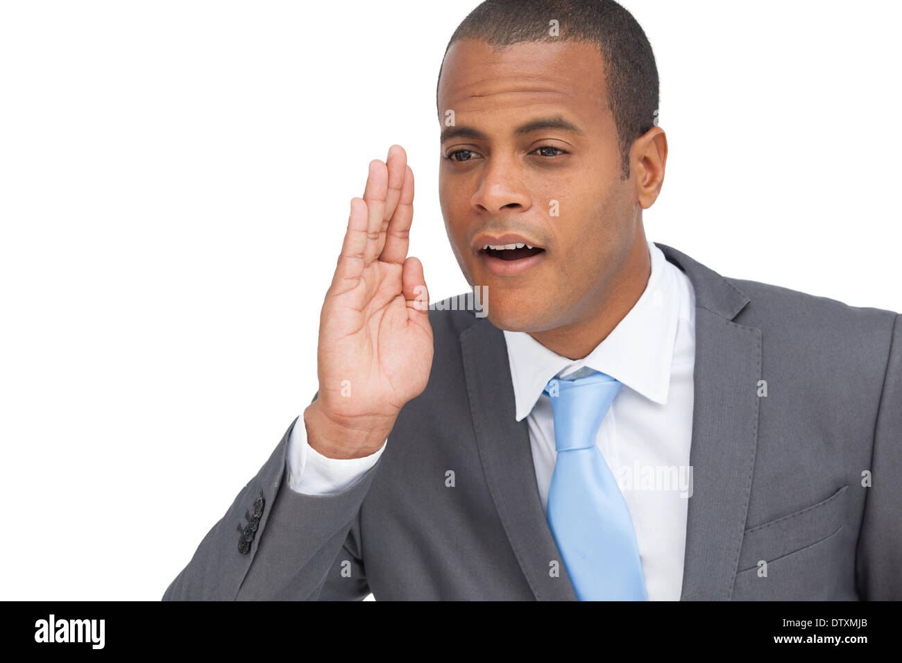 Business man calling for someone gesture Stock Photo - Alamy