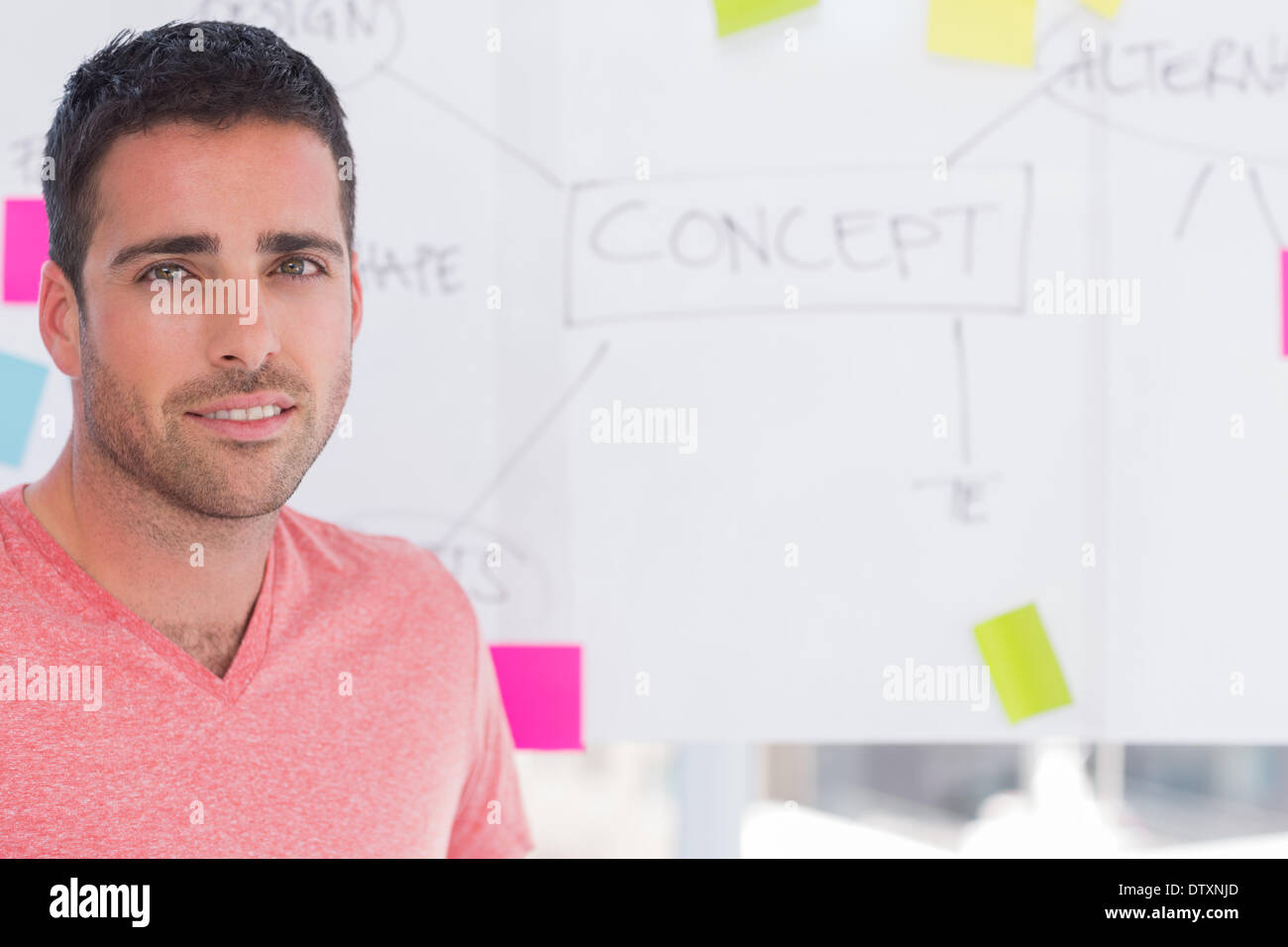 Designer standing in front of whiteboard Stock Photo - Alamy