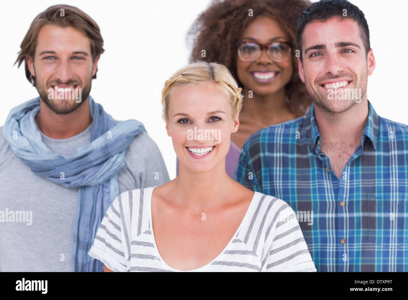 Happy fashionable group portrait Stock Photo - Alamy