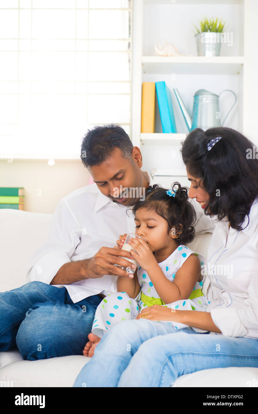 indian family drinking milk daugther Stock Photo - Alamy