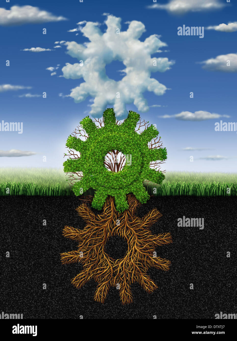 Connected environment nature concept and renewable energy metaphor as ...