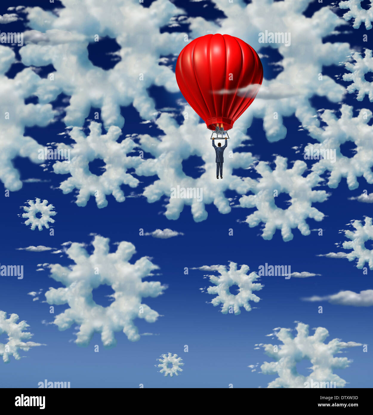 Cloud management and internet support concept with a group of clouds ...