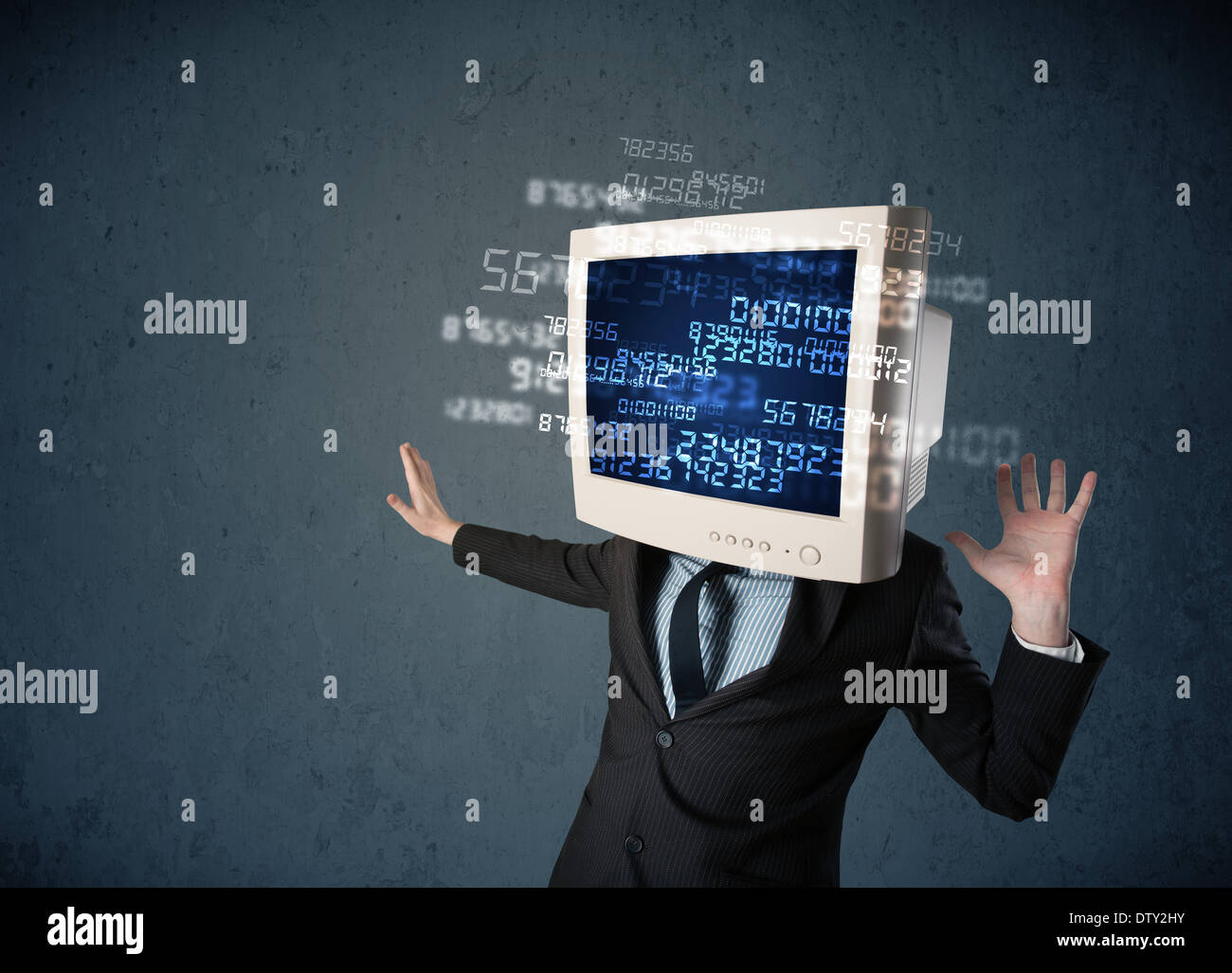 Human cyber monitor pc calculating computer data concept Stock Photo ...