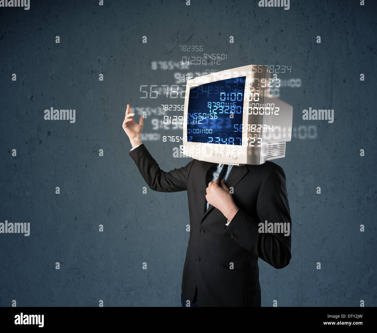 Human cyber monitor pc calculating computer data concept Stock Photo ...