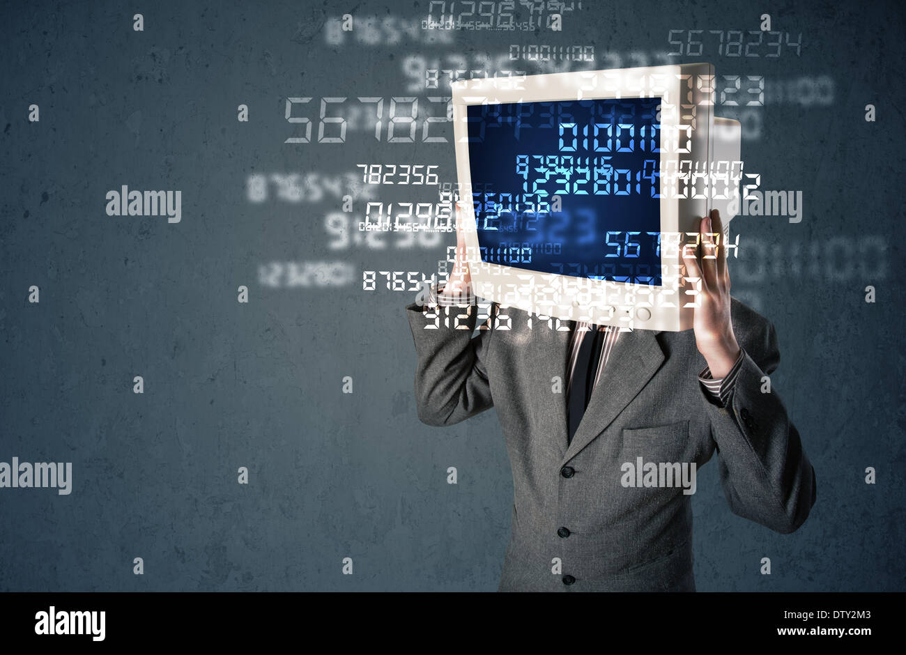 Human cyber monitor pc calculating computer data concept Stock Photo ...