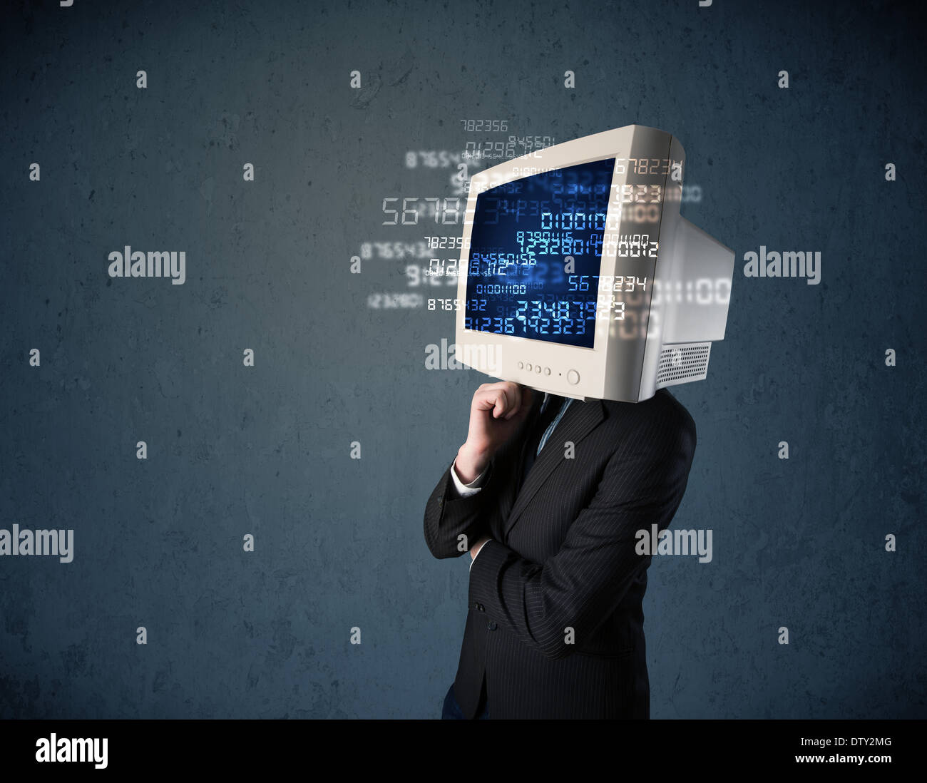 Human cyber monitor pc calculating computer data concept Stock Photo ...