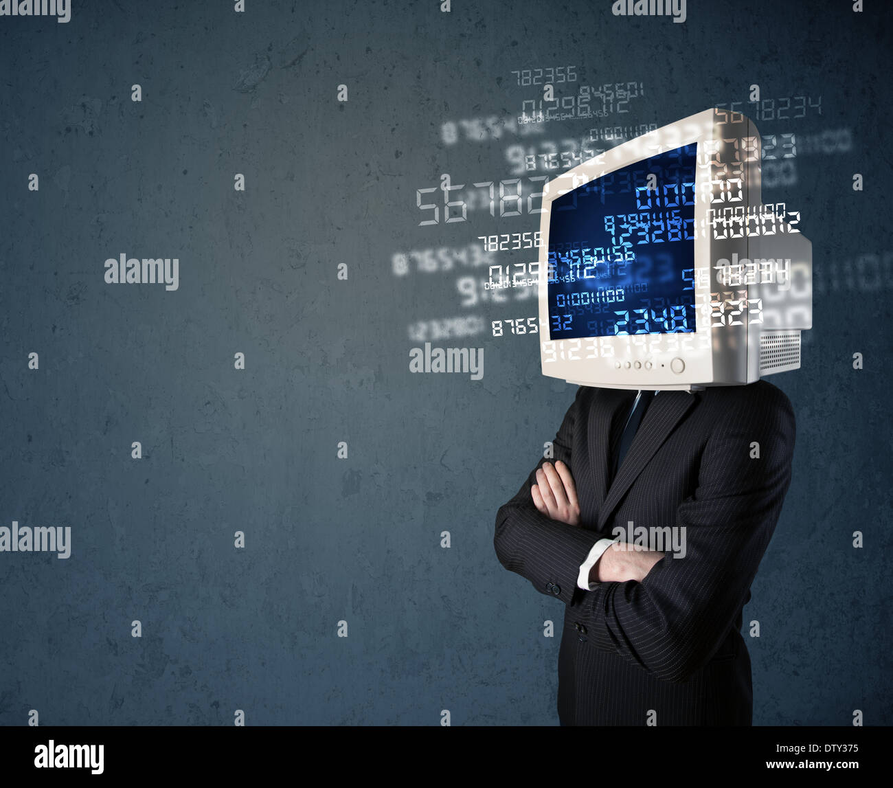 Human cyber monitor pc calculating computer data concept Stock Photo ...