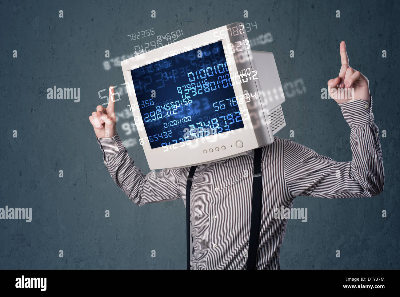 Human cyber monitor pc calculating computer data concept Stock Photo ...