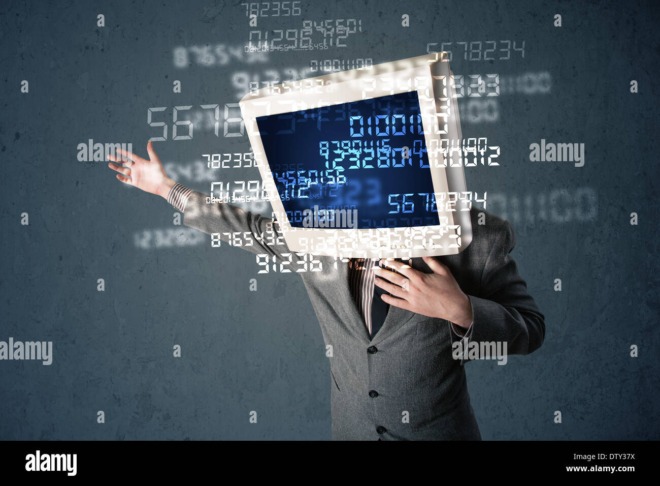Human cyber monitor pc calculating computer data concept Stock Photo ...