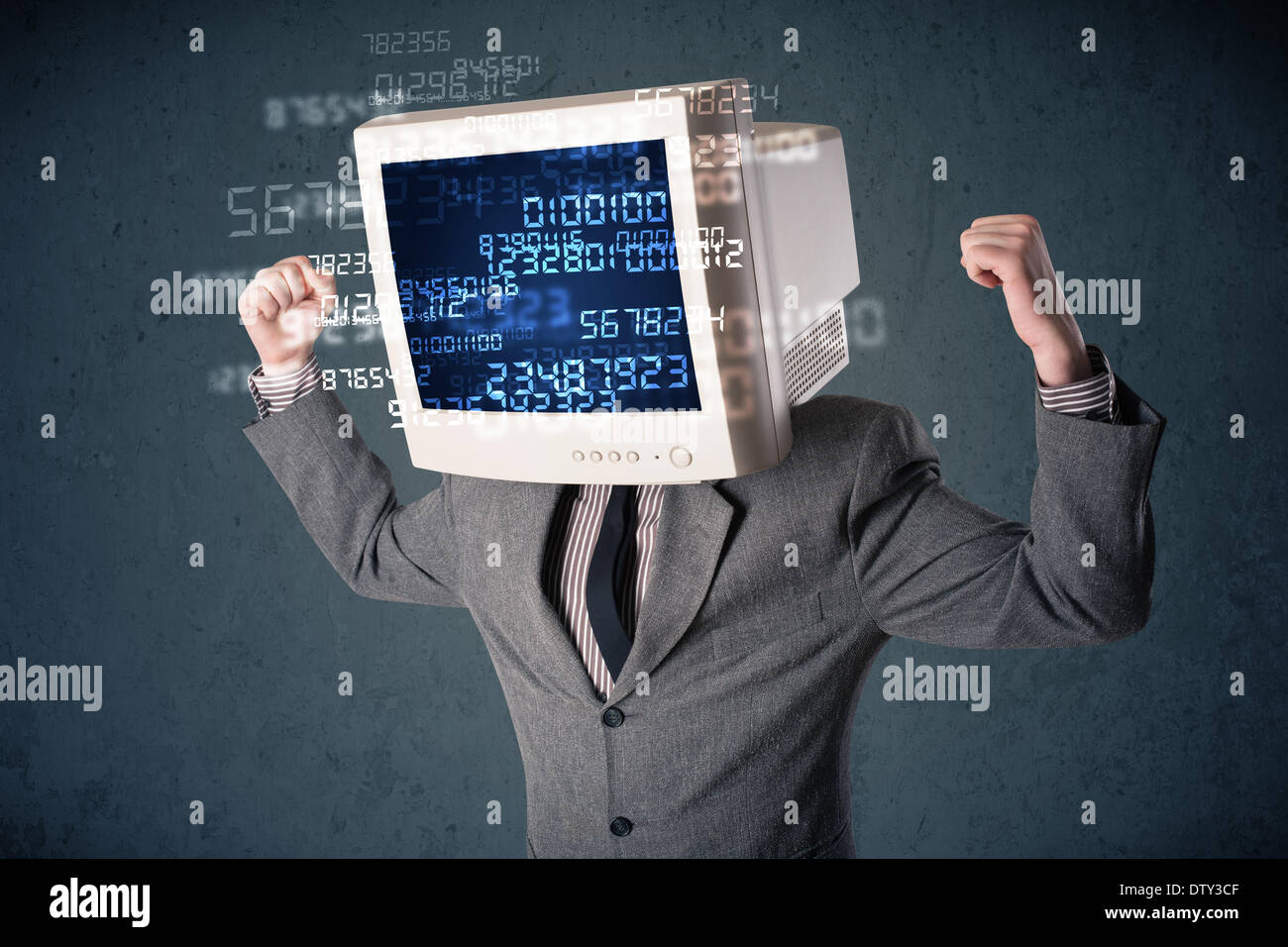 Human cyber monitor pc calculating computer data concept Stock Photo ...