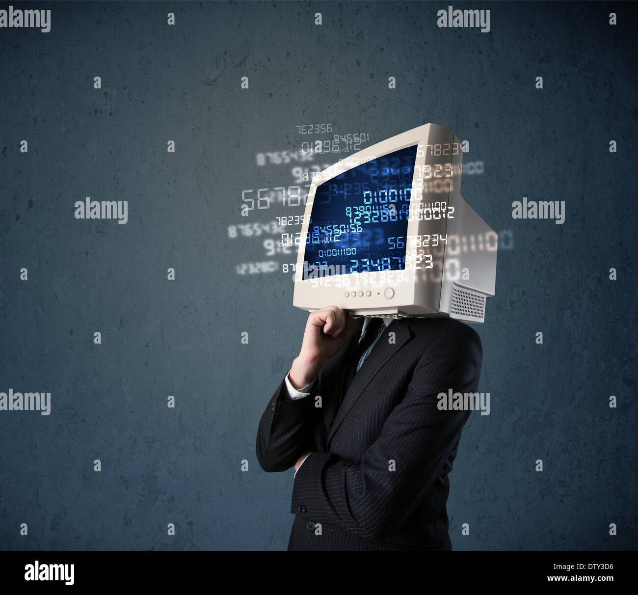 Human cyber monitor pc calculating computer data concept Stock Photo ...