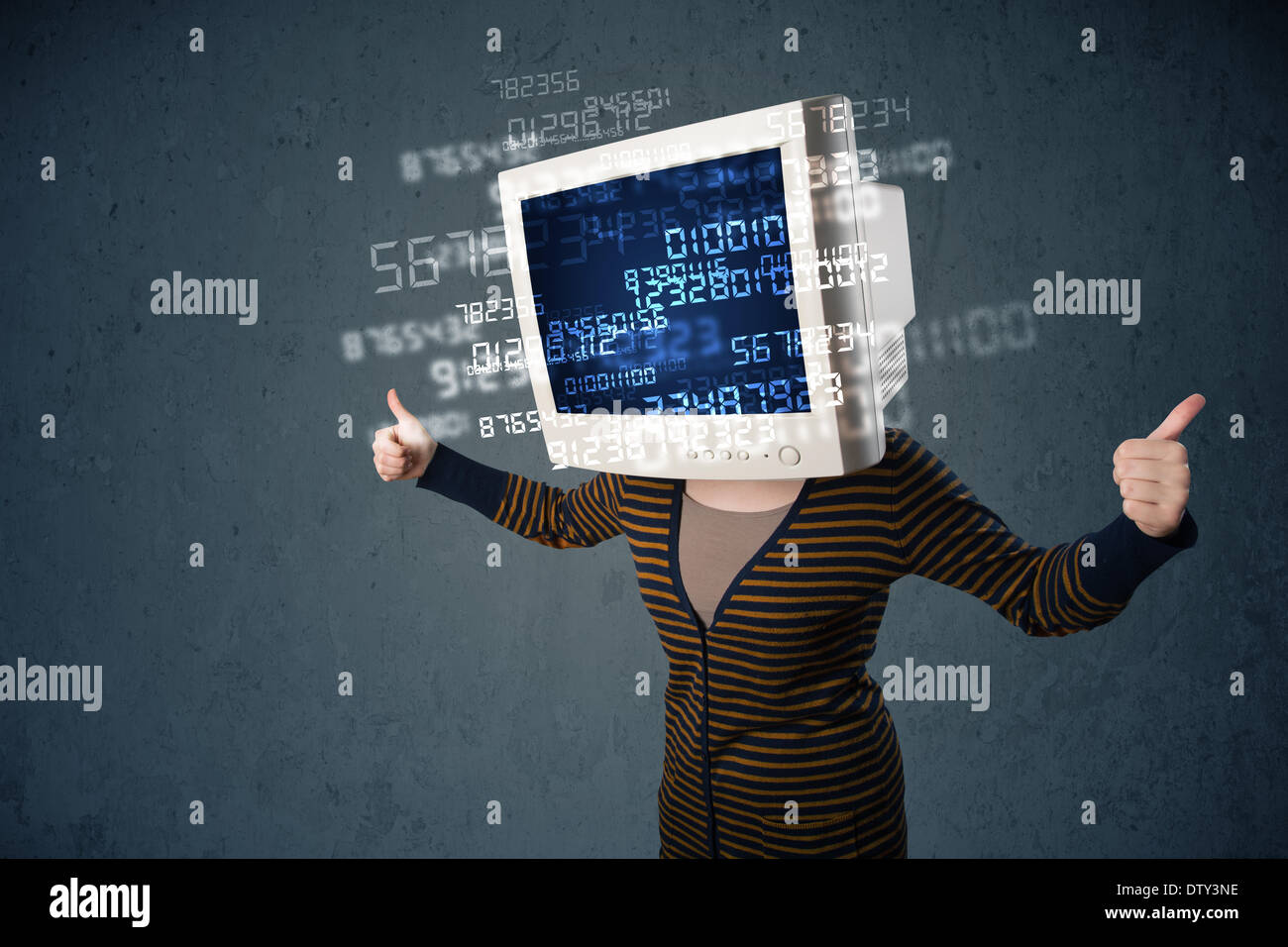 Human cyber monitor pc calculating computer data concept Stock Photo ...