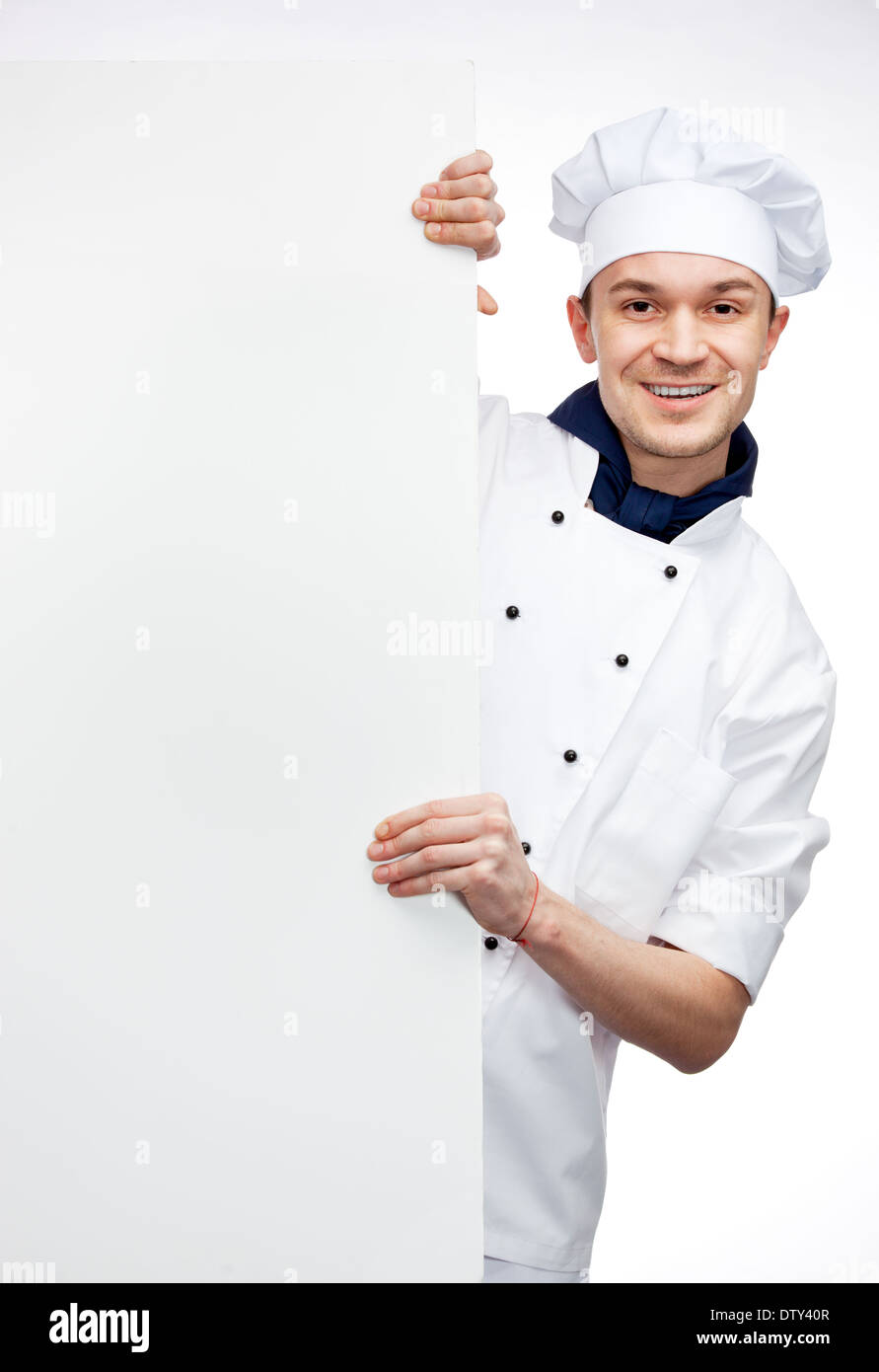 chef showing sign billboard Stock Photo - Alamy