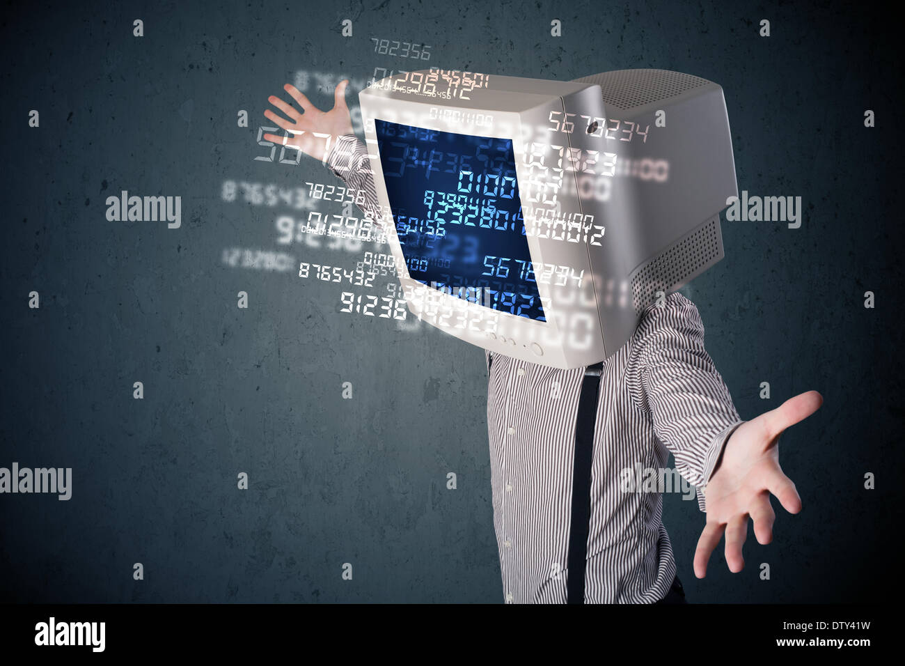 Human cyber monitor pc calculating computer data concept Stock Photo ...