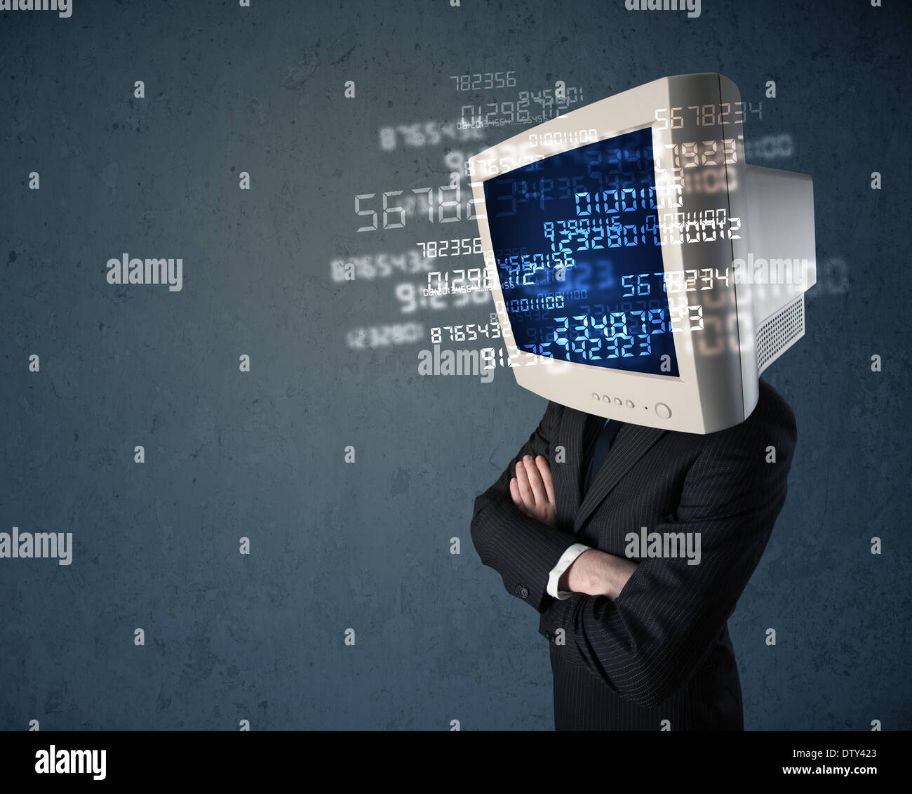 Human cyber monitor pc calculating computer data concept Stock Photo ...