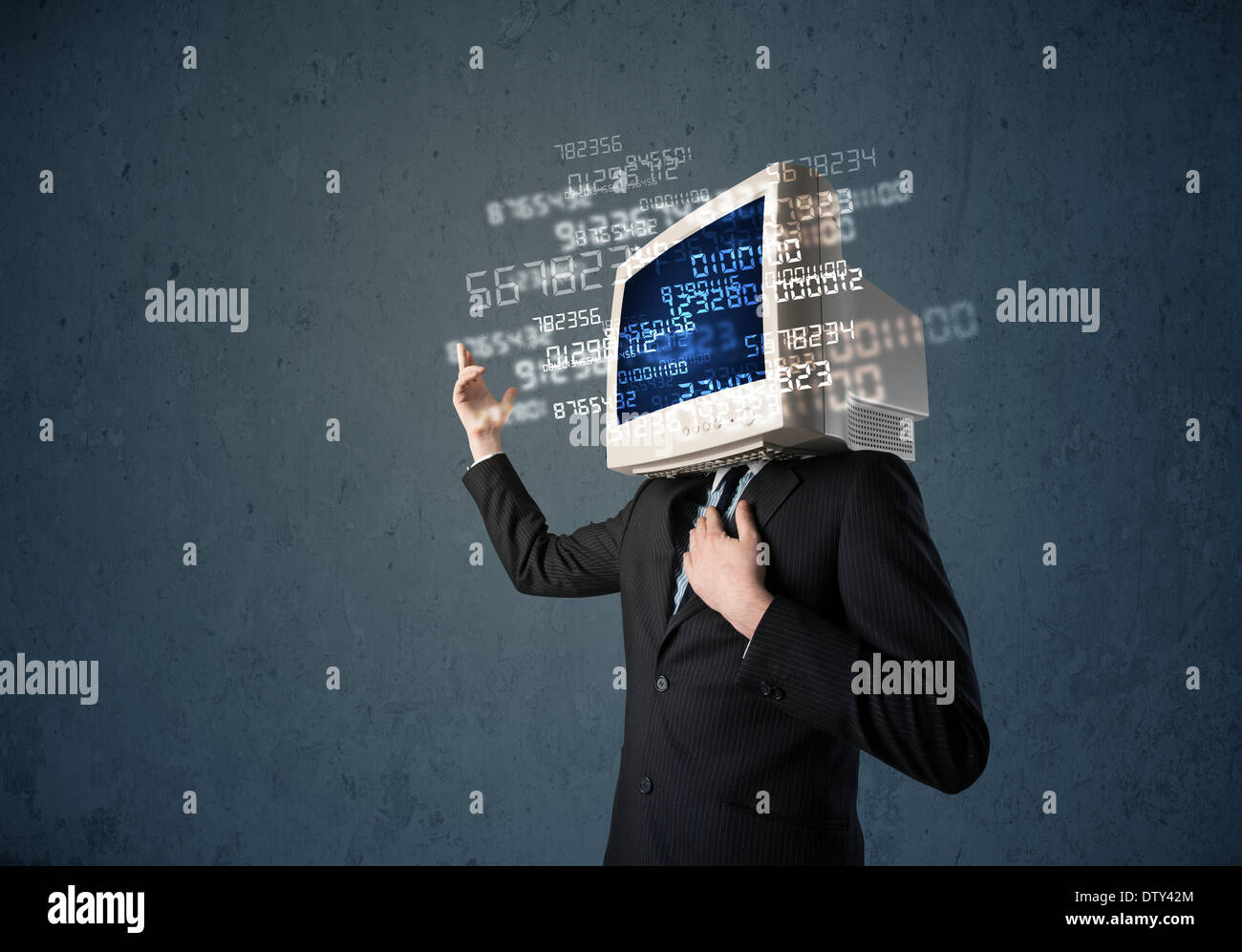Human cyber monitor pc calculating computer data concept Stock Photo ...