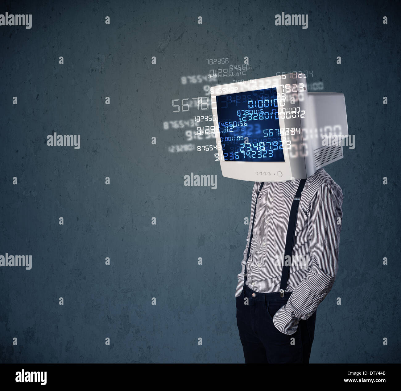 Human cyber monitor pc calculating computer data concept Stock Photo ...