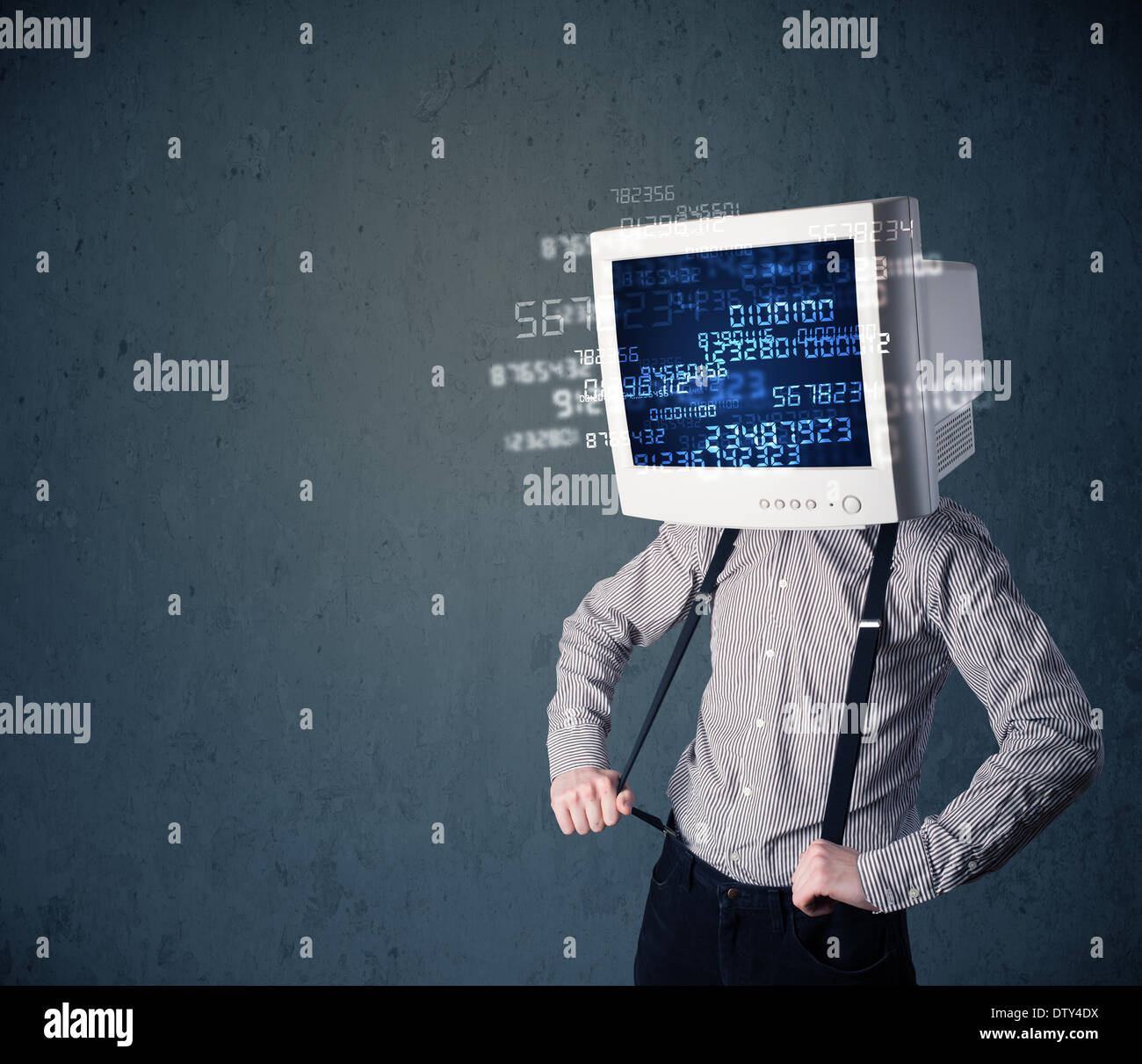 Human cyber monitor pc calculating computer data concept Stock Photo ...
