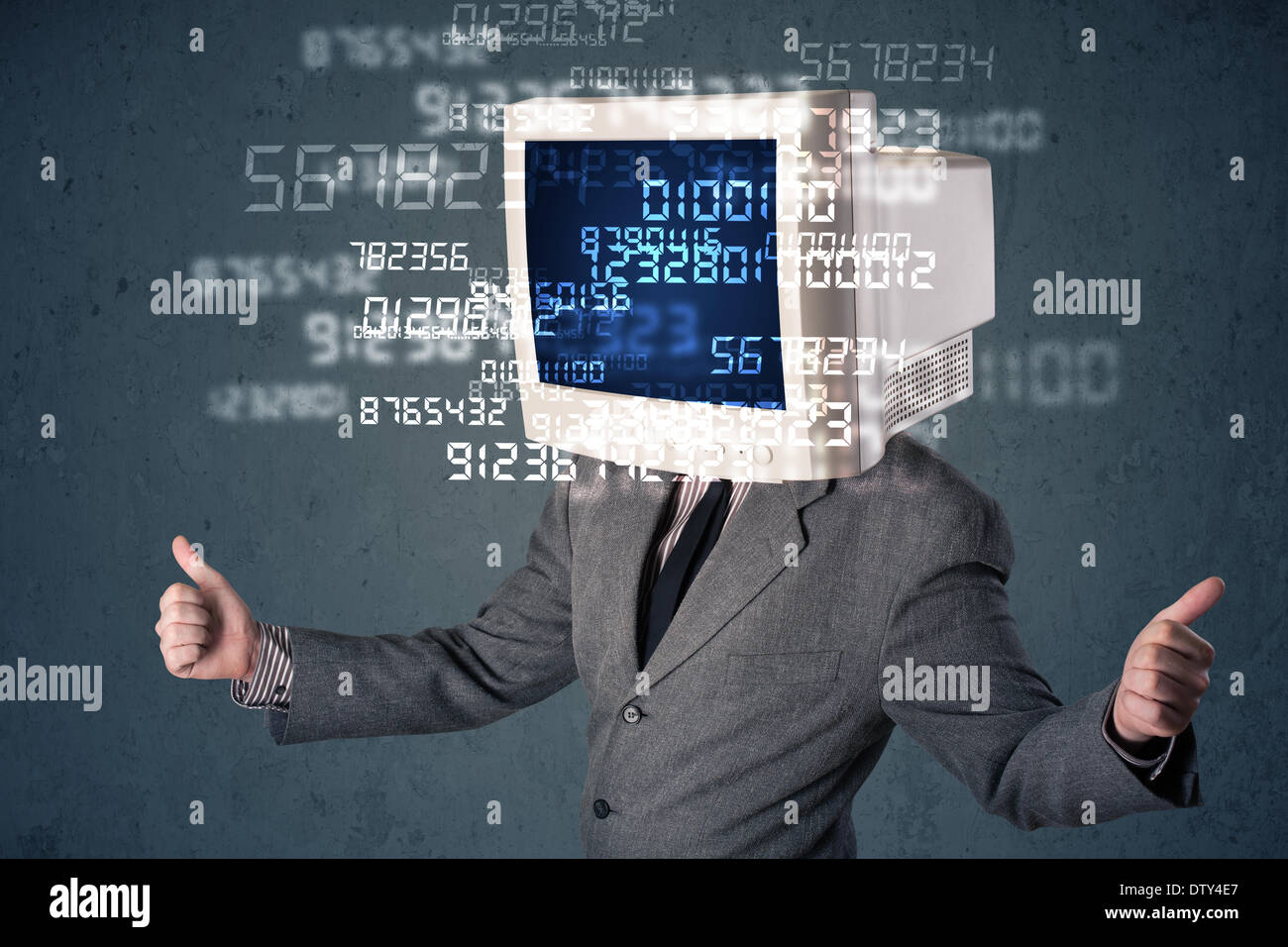 Human cyber monitor pc calculating computer data concept Stock Photo ...