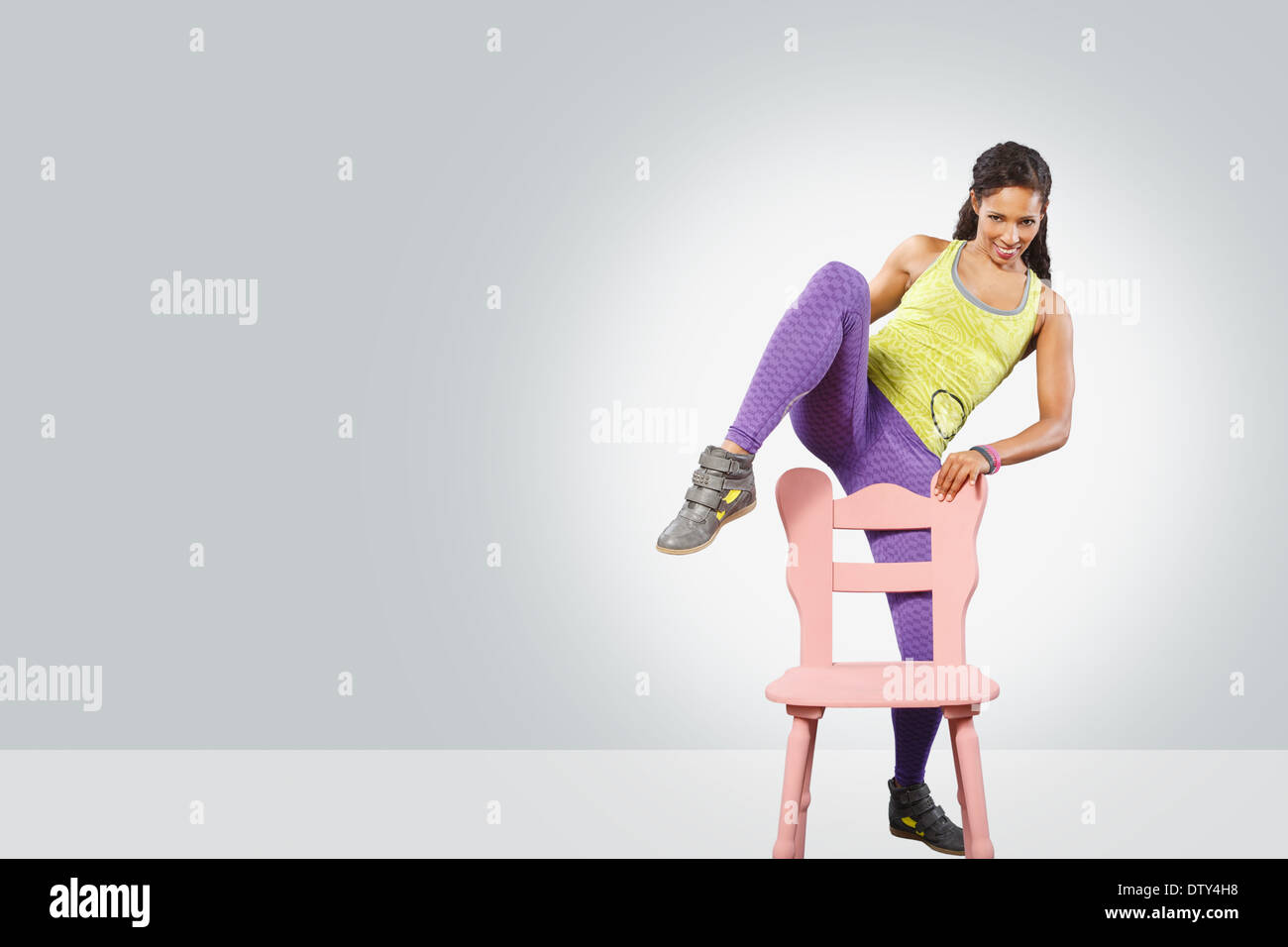 Exercise woman chair hi-res stock photography and images - Alamy