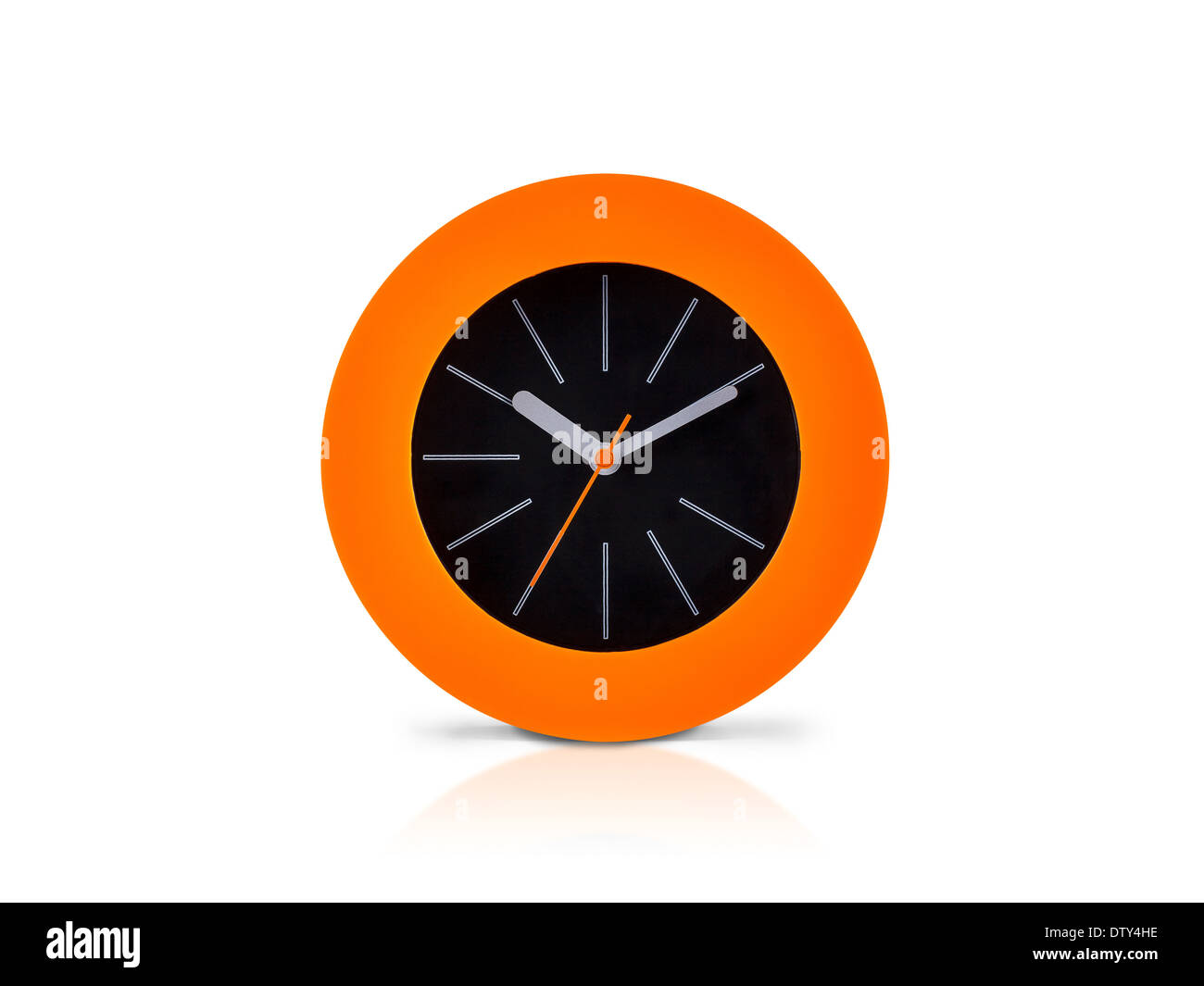 Modern orange clock isolated on white background Stock Photo - Alamy