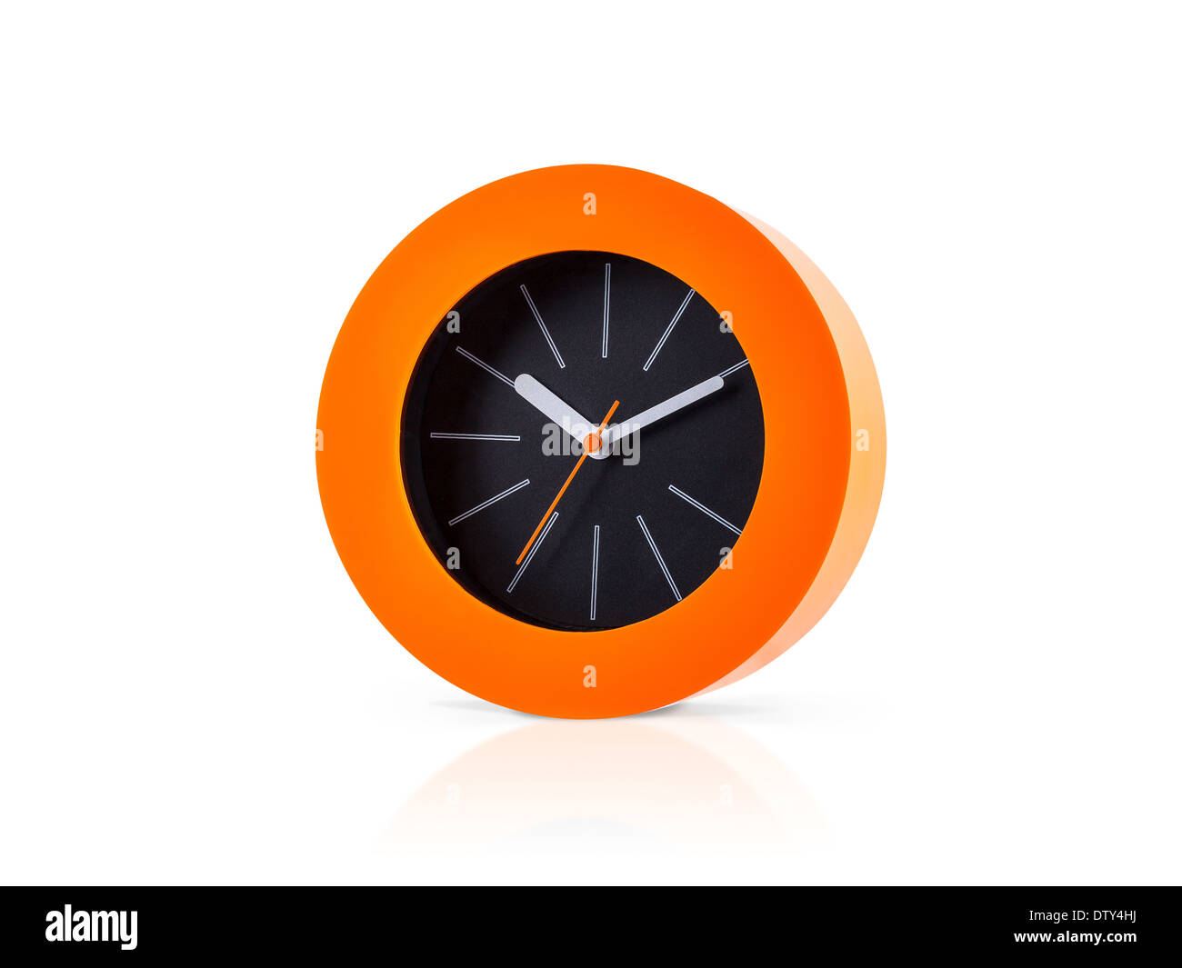 Modern orange clock isolated on white background Stock Photo - Alamy