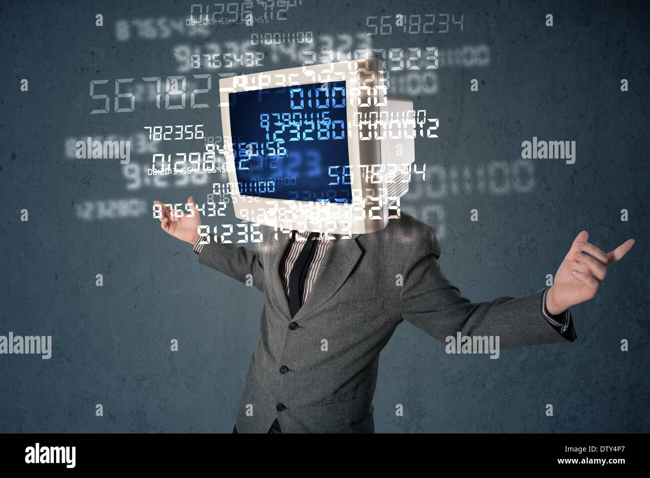 Human cyber monitor pc calculating computer data concept Stock Photo ...