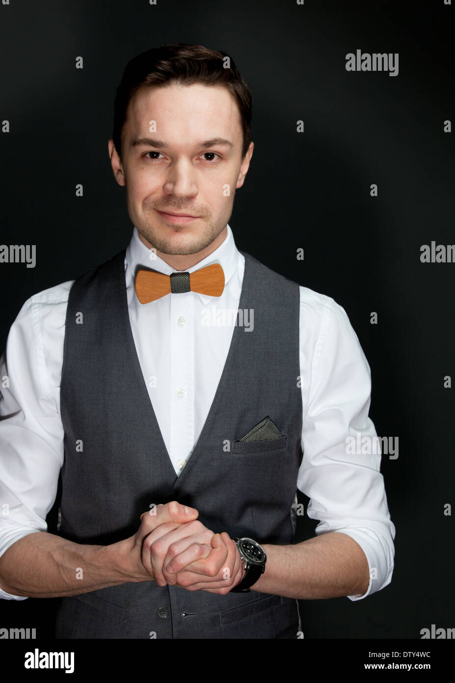 Bow tie waistcoat black hi-res stock photography and images - Alamy