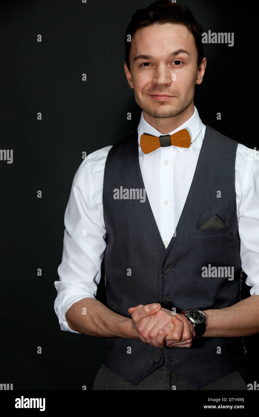 Bow tie waistcoat black hi-res stock photography and images - Alamy