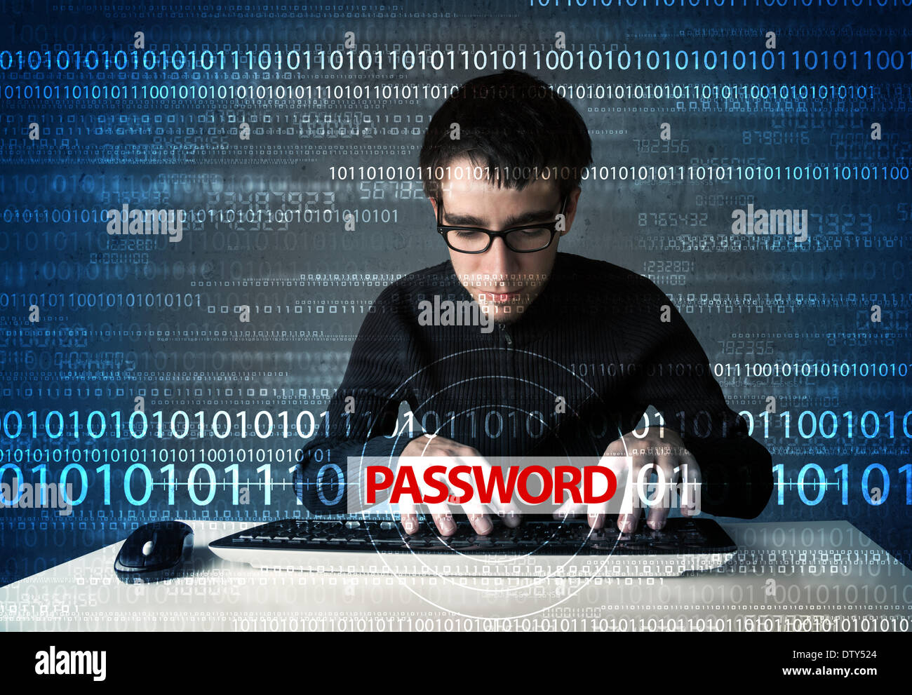 Young geek hacker stealing password Stock Photo - Alamy Young geek hacker stealing password Stock Photo - Alamy