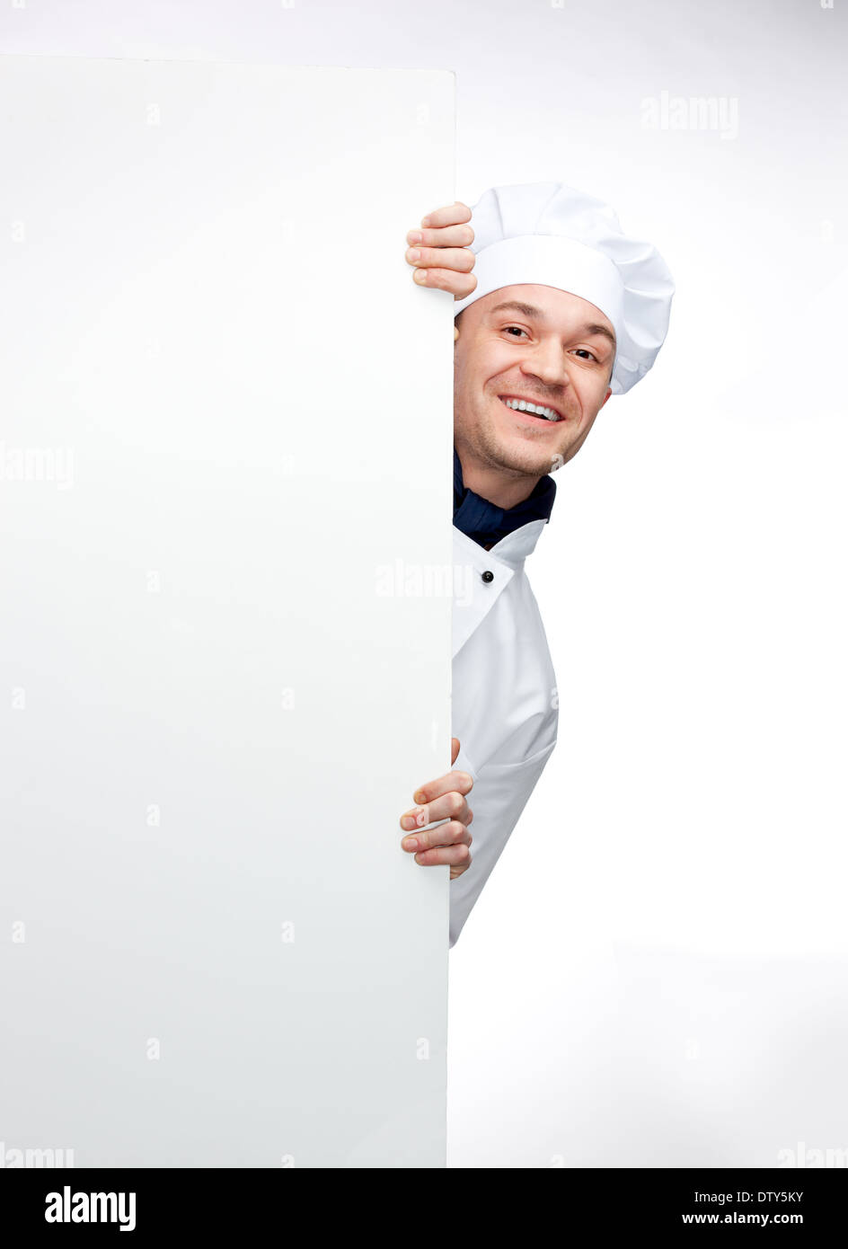 chef showing sign billboard Stock Photo - Alamy