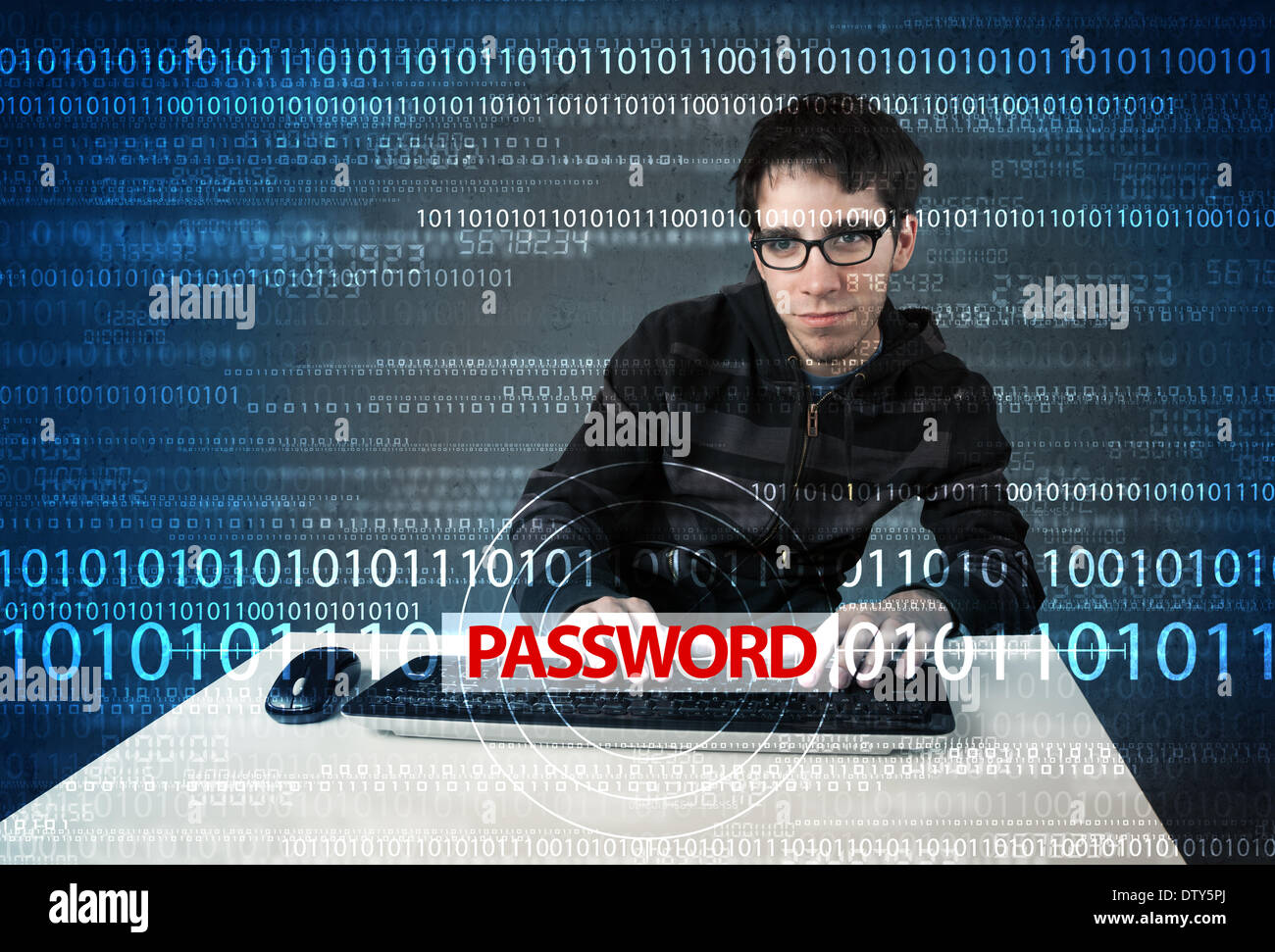 Young geek hacker stealing password Stock Photo - Alamy