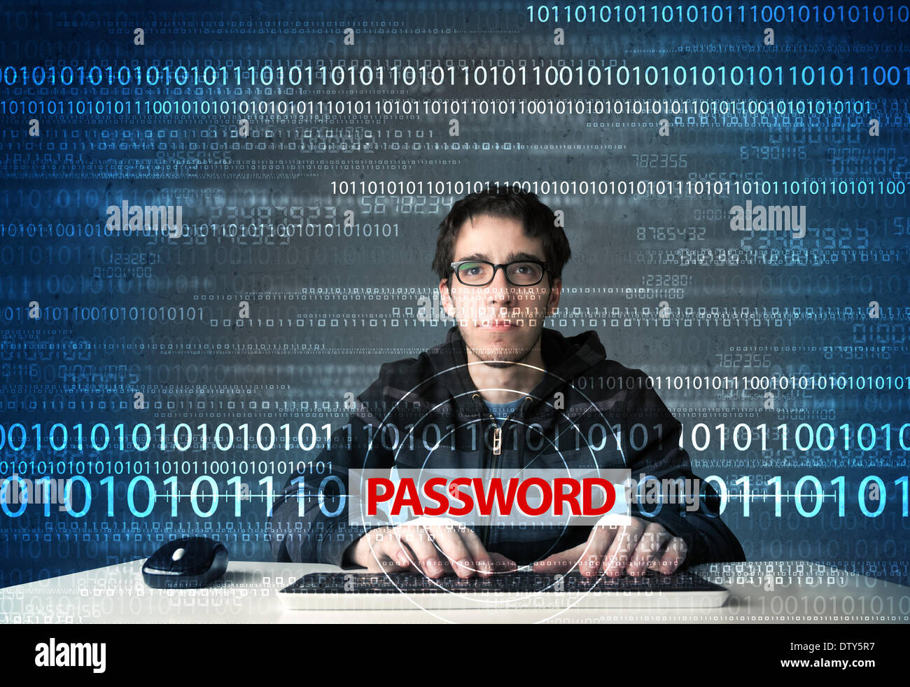 Young geek hacker stealing password Stock Photo - Alamy