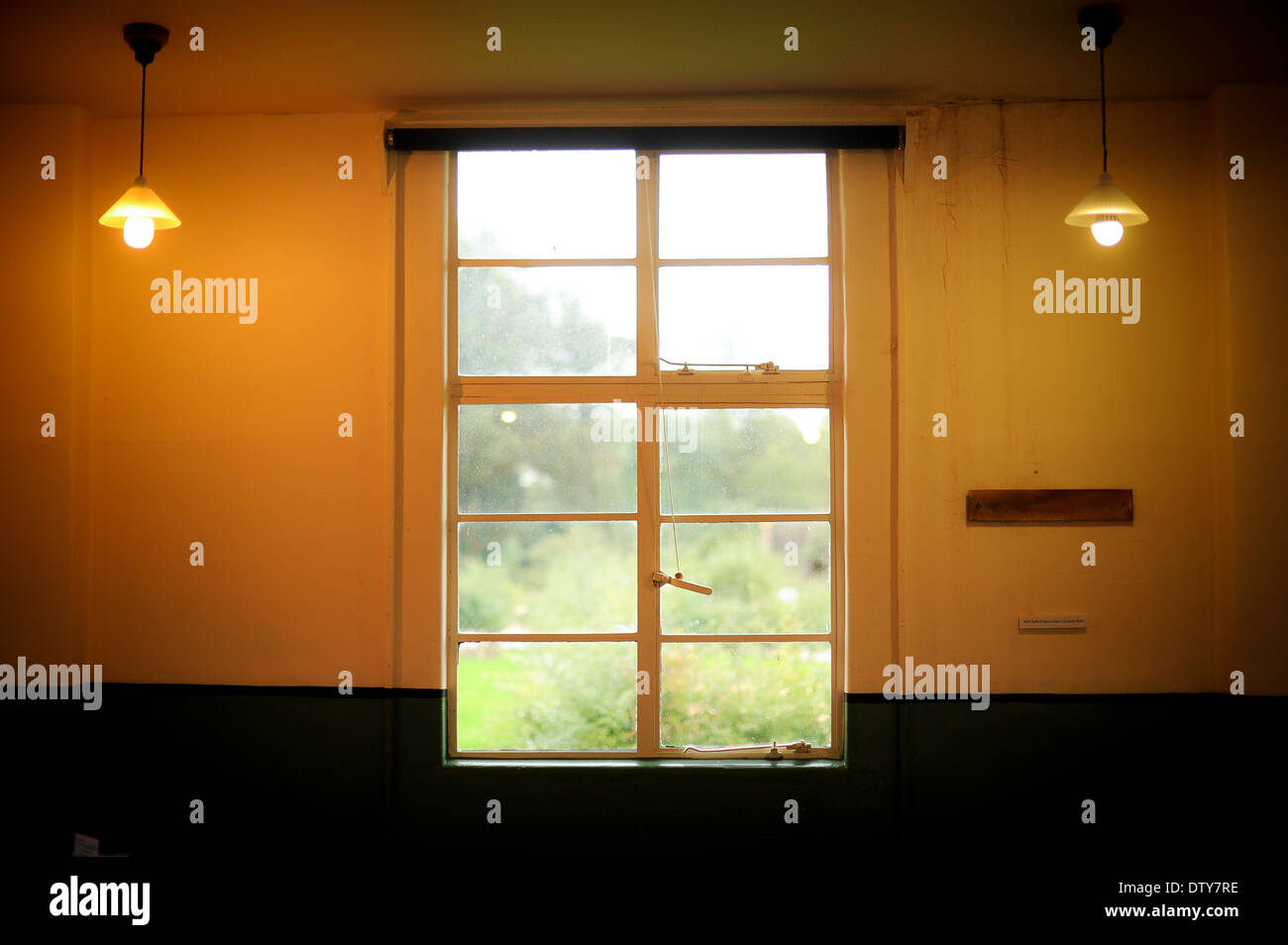 Original aluminium window frame in army barrack building Stock Photo ...