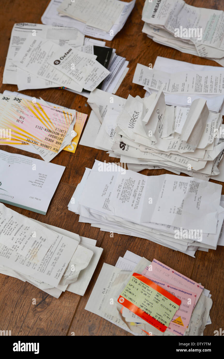 Piles of receipts ready for accounting Stock Photo - Alamy