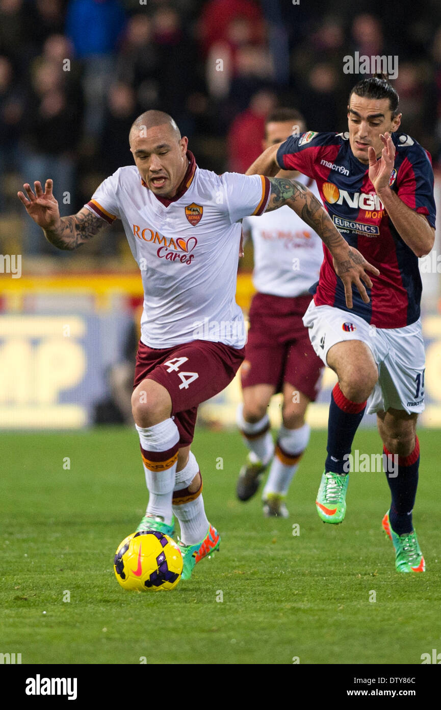 Bologna, Italy. 22nd Feb, 2014. (L-R) Radja Nainggolan (Roma), Lazaros ...